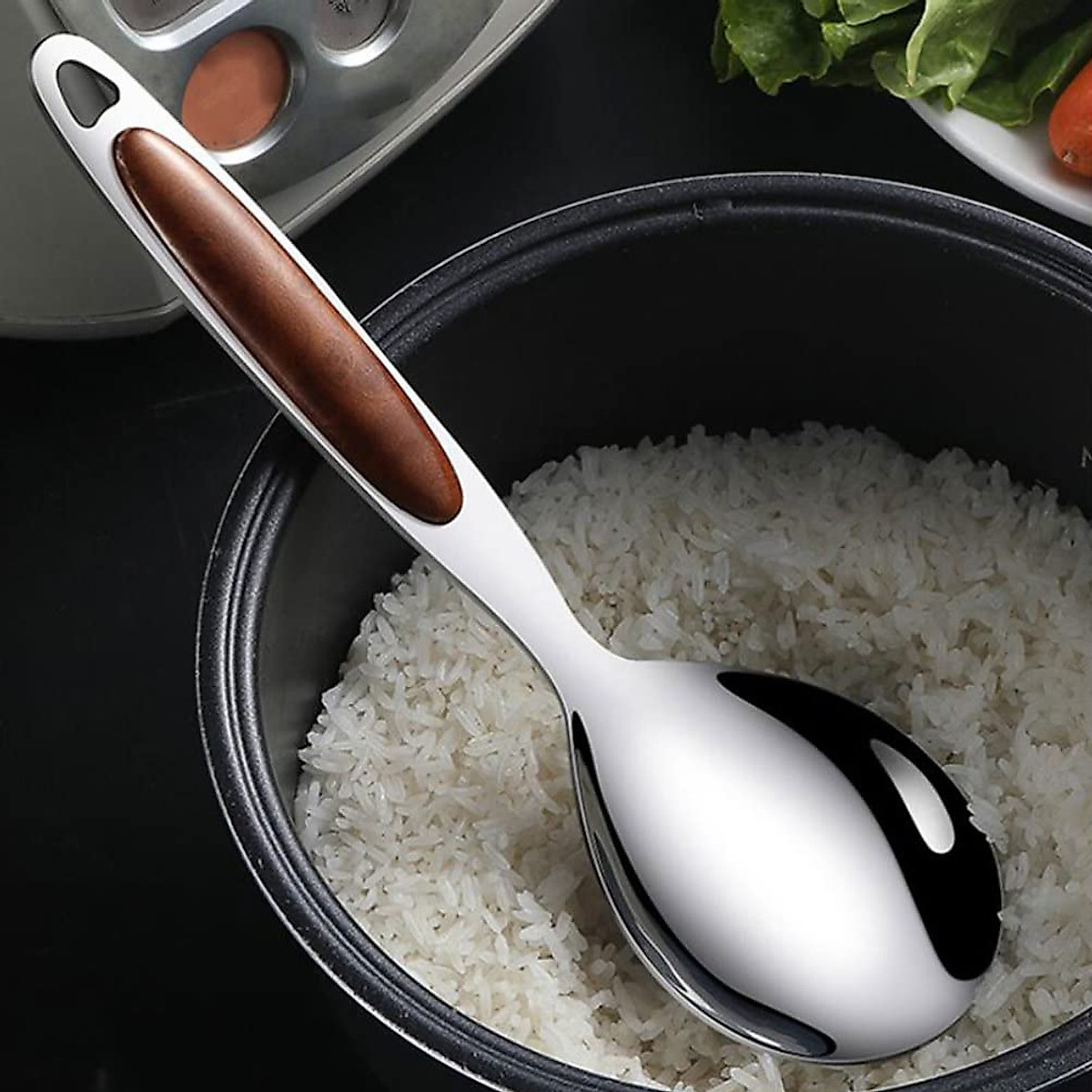 HEMOTON Rice Paddle Spoon 2Pcs Rice Paddle Rice Spoon Stainless Steel Rice Serving Spoon Rice Scooper Non- stick Rice Spatula Rice Server Spoon
