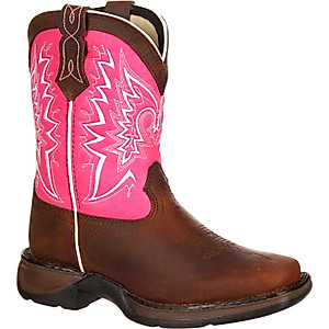Durango unisex child Lil' Rebel Western Boot, Brown/Pink, 3 Little Kid US