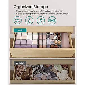 SONGMICS Set of 4 Drawer Organizers, Closet Organizers for Underwear, 80 Cells, Foldable Sock Holders, 11.8 x 11.8 x 3.9 Inches, for Storing Socks, Ties, Belts, Dove Gray URUS011G01
