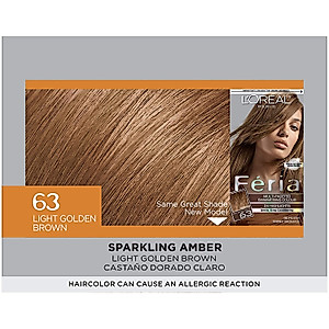 L’Oréal Paris Feria Multi-Faceted Shimmering Permanent Hair Color, 63 Sparkling Amber, Hair Dye Kit, Pack of 2