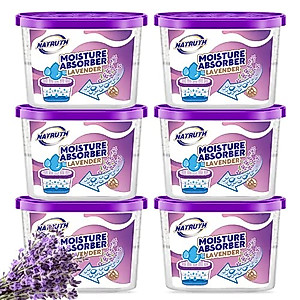 NATRUTH Moisture Absorbers 10.5OZ*6-Pack With Lavender Scent,Portable Closet Dehumidifier, Odor Eliminator Absorber Bucket,Humidity Absorber,Cleaner Air Dehumidifier for Closet,Bathrooms, Boats