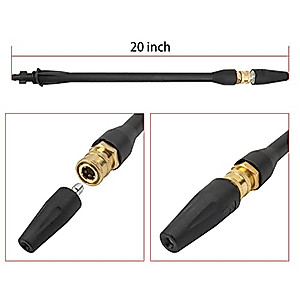 Pressure Washer Replacement Spray Wand with Turbo Nozzle and 5 Spray Tips and Belt Clip Nozzle Holder, Compatible with Husky Greenworks Ryobi Homelite Portland Electric Pressure Washers