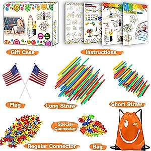 Haninsuze Straw STEM Building Toys 480 pcs Interlocking Plastic Educational Toys Engineering Building Blocks -Fun- Educational- Safe for Kids- Develops Motor Skills-Construction Blocks