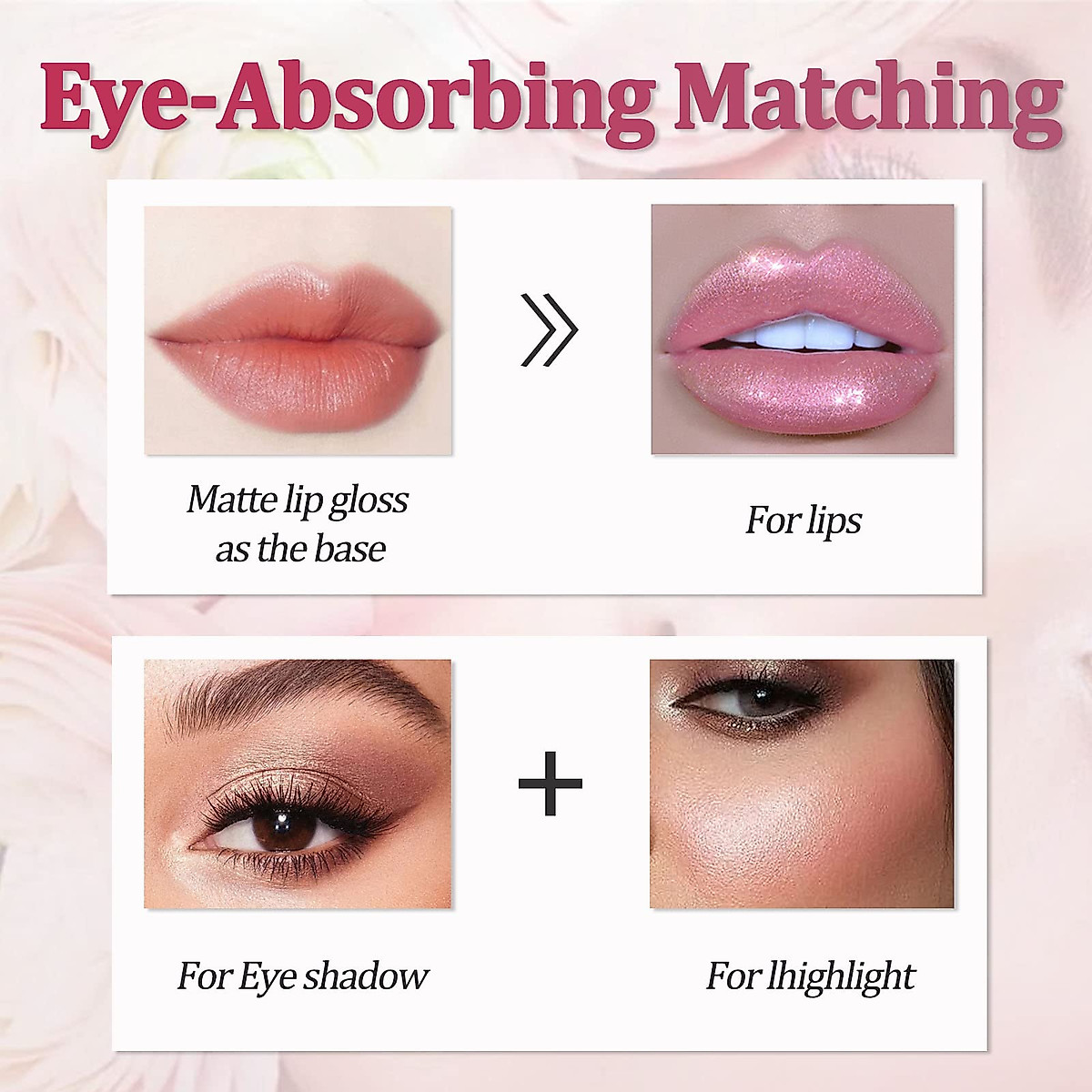 Rosarden Long-Lasting Shiny Liquid Lipstick, Diamond Shimmer Metallic Lip Gloss, Waterproof, Moisturizing, Popular Shiny Lip Gloss for Face & Eyes Makeup