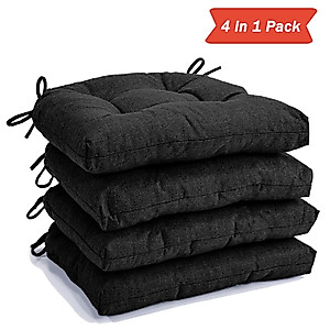 Kyaringtso Chair Cushions for Dining Chairs, 4 Pack Soft and Comfortable Chair Cushions Pads with Ties, Seat Cushions for Kitchen Chairs，Dining Room (4 Pack 17x16, Black)