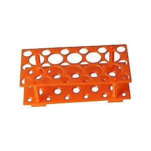 2 Pack 50 Well Centrifuge Tube Rack for 10ml/15ml/50ml Scientific Laboratory Plastic Tube Rack Holder Detachable Lab Test Tube Rack Orange/Blue
