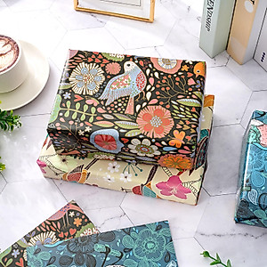 Generic AnyDesign 12 Sheets Vintage Floral Wrapping Paper - Not Roll - Retro Bird Flower Gift Wrap Paper Bulk Folded Flat 4 Designs DIY Craft Art Paper for Wedding Birthday Baby Shower Party Supplies