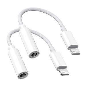 [Apple MFi Certified] 3.5mm Headphones Adapter for iPhone, 2 Pack Lightning to 3.5mm Earphones/Headphones Jack Aux Audio Adapter Dongle for iPhone 12 11 XS XR X 8 7 iPad, Support iOS 14 and More