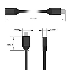 EMATETEK iOS Extension Connector Cable Adapter Transfer Video Audio Data and Charge. Male to Female 1PCS iOS Extender Cord Made of Balck Aluminum & PVC. (3.3Ft / 1M )