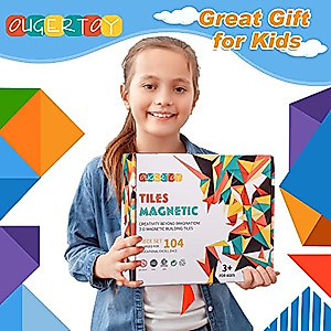 OugerToy Magnetic Building Tiles for Kids,Educational Magnetic Stacking Blocks for Boys Girls, Magnets Construction Toys,Stem Preschool Kidergarten Learning Toys