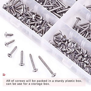 Hilitchi 240 Pcs #8 304 Stainless Steel Phillips Truss Head Self Tapping Sheet Metal Screws Assortment Kit Set