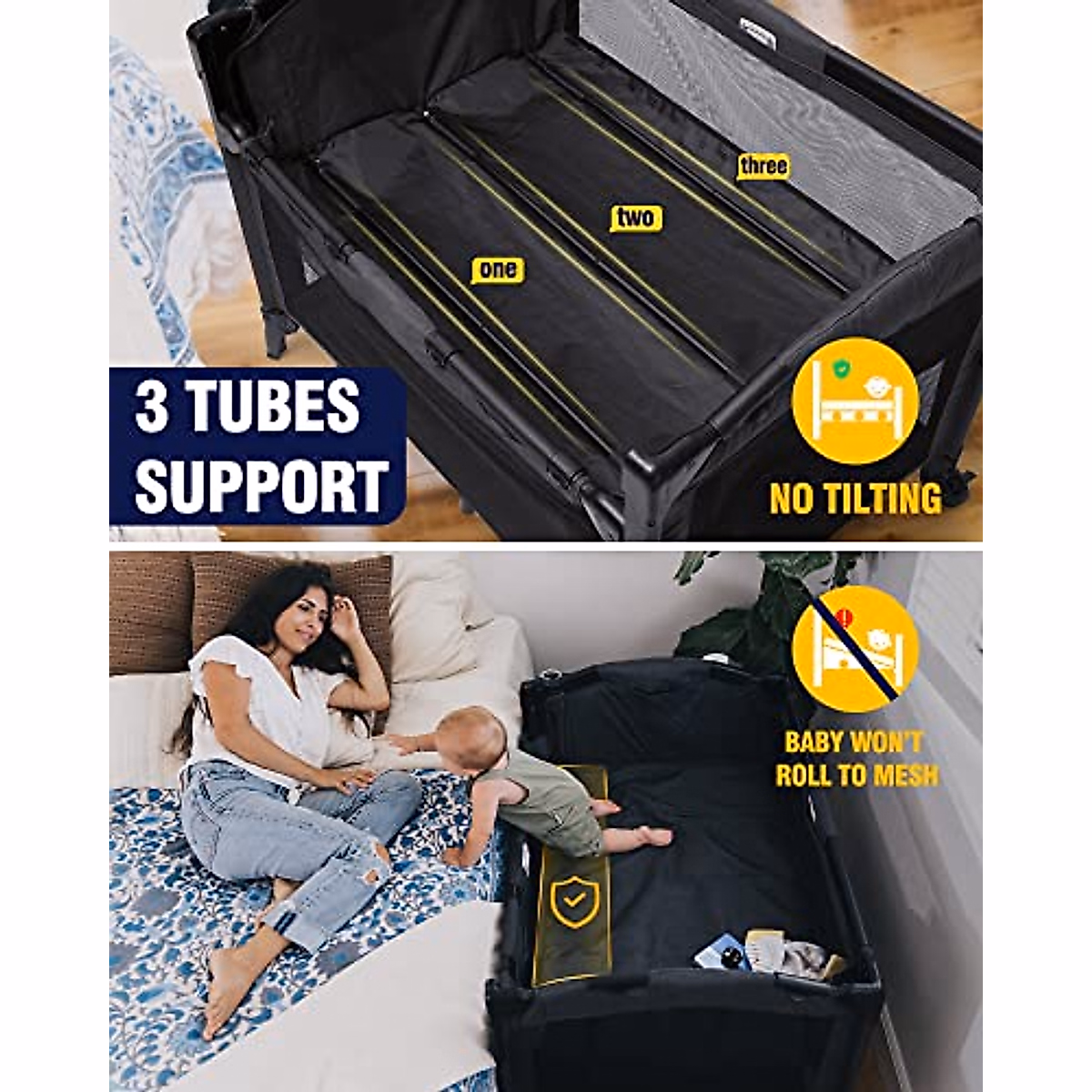 Beka Baby 4 in 1 Bassinet Bedside Sleeper, Baby Bedside Crib 4 Functions, Bedside Bassinet Crib Sleeper, Playard, Changing Table, Baby Bassinet for Newborn Baby