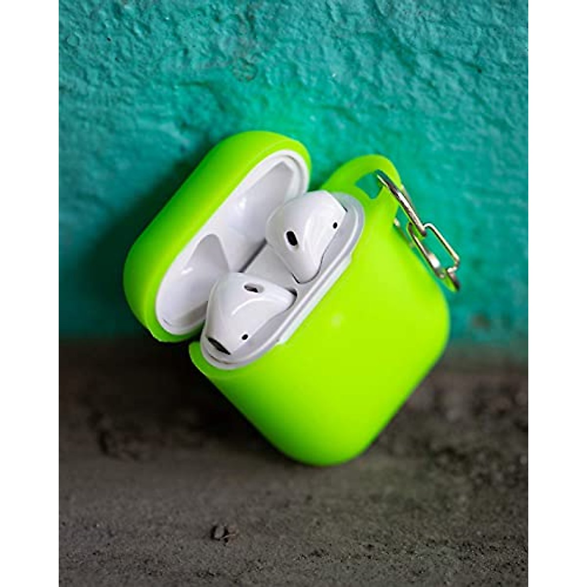 Felony Case – Soft Silicone AirPods Case 2 &1 - Neon Green | Shockproof, 360° Protective Apple Airpods Case Cover with Keychain | Wireless Charging Compatible with Front LED Visible