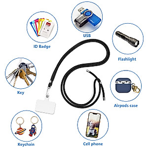 Black Universal Cell Phone Lanyard with Adjustable Strap - Phone Necklace Comfortably Around The Neck, Compatible with All Smartphones - Multipurpose Design, Ideal for Badges and Keys