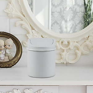 Neadas Plastic Mini Trash Can with Swing Lid, 0.5 Gallon Desktop Tiny Rubbish Bin, Grey