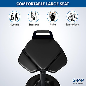 G-PACK PRO Standing Desk Chair – Ergonomic Comfortable Height Adjustable Active Stool - Swivel Sitting Balance Portable Chair - Encourage Good Posture (Black)