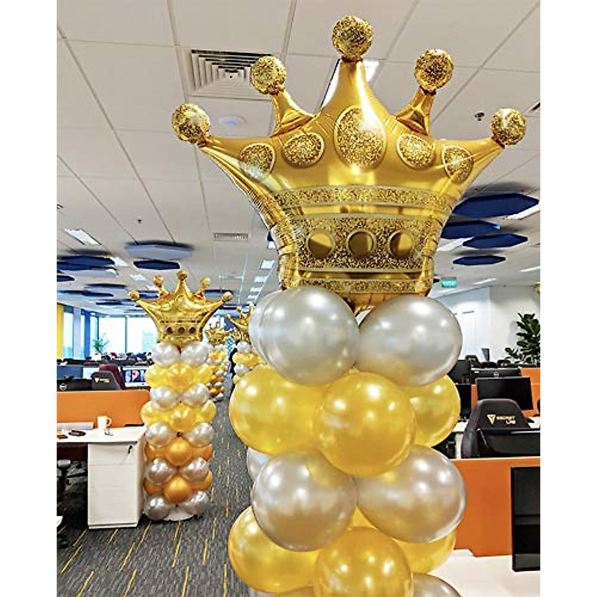 Tellpet Crown Balloons Foil Helium Mylar Balloon, Gold, 2 Pieces