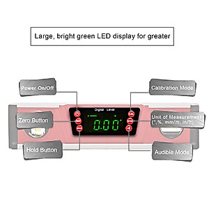 10-Inch Digital Torpedo Level and Protractor | Neodymium Magnets | Bright LED Display | V-GROOVE MAGNETIC BASE | IP54 Dust/Water Resistant smart level with Carrying Bag