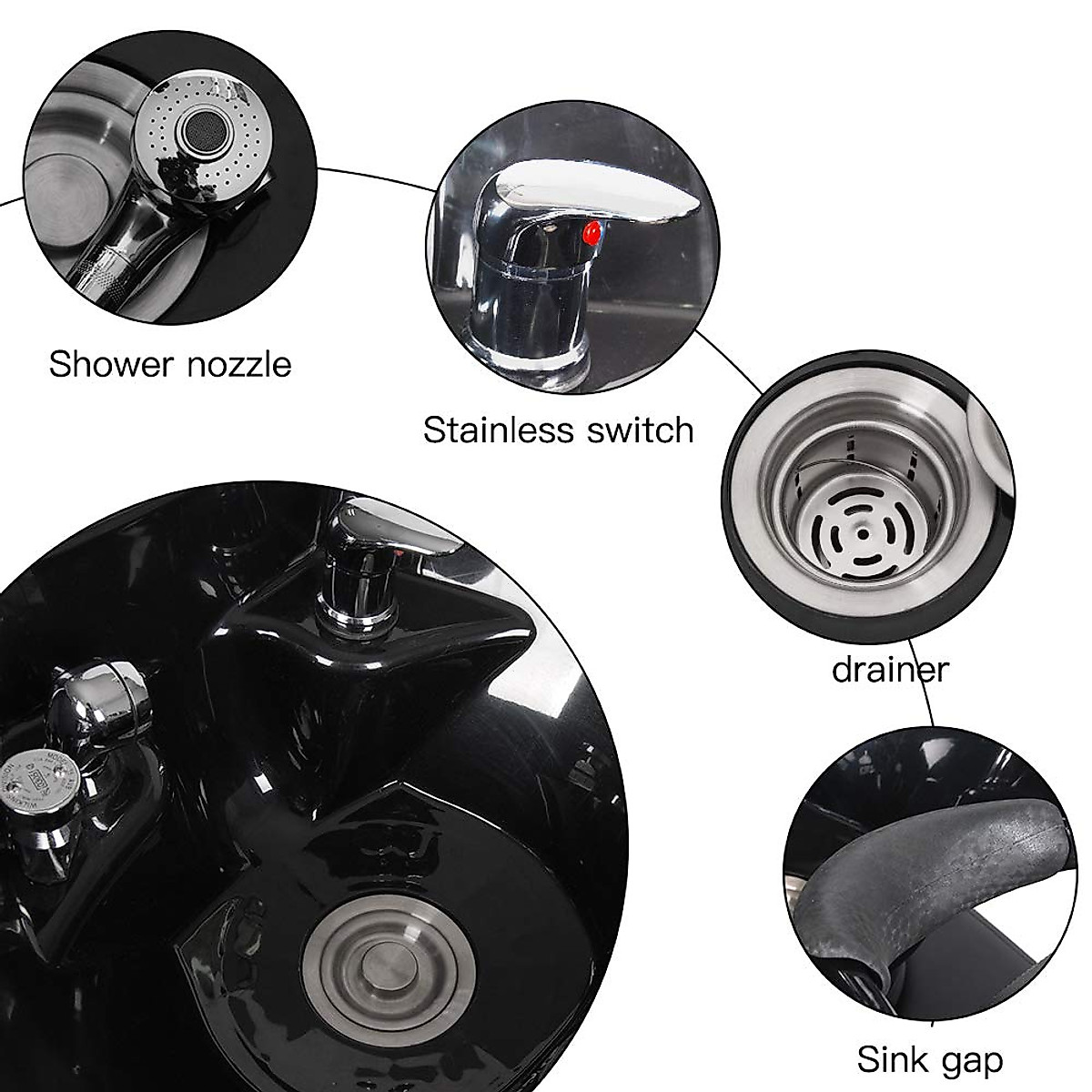 Polar Aurora Adjustable Shampoo Barber Backwash Chair Salon&Spa barber Chair ABS Plastic Bowl Sink Unit Station Beauty Spa Salon Equipment