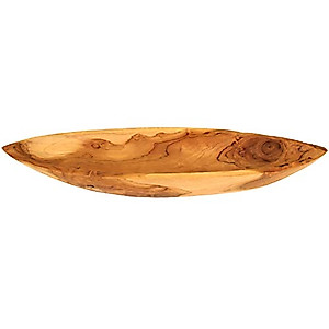 ANDALUCA Hand Carved Teak Wood Canoe Bowl for Potpourri, Entryway, Tabletops, Kitchen, Fruit, Keys & Decorating (26" length)