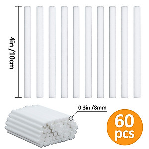 60PCS Humidifier Stick Filter Refill - Mini Humidifier Filter Sticks Air Diffuser Pure Wicks Refill Cotton Filter Sticks Replacement Wicks for Small Portable Humidifier Diffuser in Office Bedroom Home