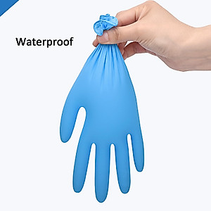 Schneider Nitrile Exam Gloves, 5 mil, Large, Box of 50, Heavy Duty Disposable Gloves, Textured, Latex Free, Food Safe, Industrial Gloves for Medical, Cleaning, Cooking, Blue