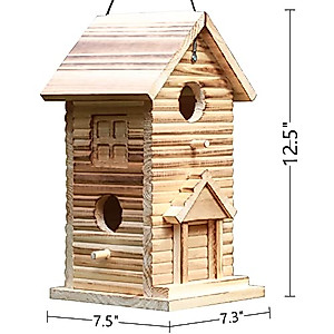 STARSWR Bird House,Outdoor Bird Houses for Outside Clearance,2 Hole Wooden BlueBirdHouse Finch Cardinals Hanging Birdhouse Nesting Box for Wild Bird Viewing