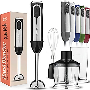 Multi-Use Immersion Blender, Hand Blender with Powerful Copper Motor 800W, High Speed, Turbo Mode, 3 in 1 Handheld Blender Stick Stainless Steel Blades, Whisk, Beaker with Measuring Marks, and Chopper
