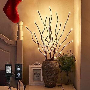 PEIDUO Lighted Willow Branch 30Inch 3PK 60L LED Pathway Lights for Christmas Room Decoration Indoor Apartment Outdoor Stake Lights for Lawn