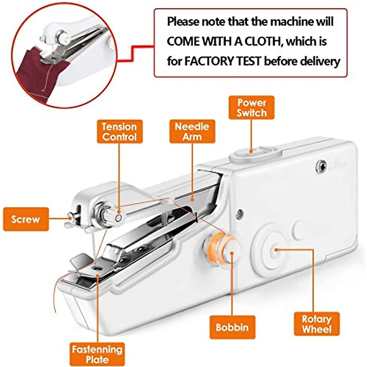 WZHHPIDN Handheld Sewing Machine,Mini Sewing Machine for Quick Stitching,Portable Sewing Machine Suitable for Home,Travel and DIY,Electric Handheld Sewing Machine for Beginners,White