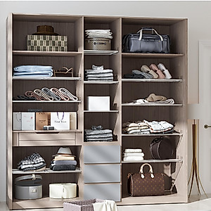 jkxoo 2Pack Expandable Closet Tension Shelves Organizers, Adjustable Wall Mounted Tension Shelf for Cabinet Rack Storage Wardrobe Divider Shelving for Closets Pantry Cupboard Kitchen