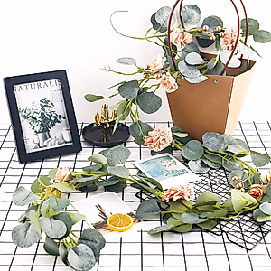BigOtters 6Ft Artificial Flower Vine, Fake Silk Eucalyptus Garland Leaves Vine Artificial Berry Vine Hanging Vine Flowers Garland for Outdoor Wedding Backdrop Wall Decor Party Arch Garden Home Favor