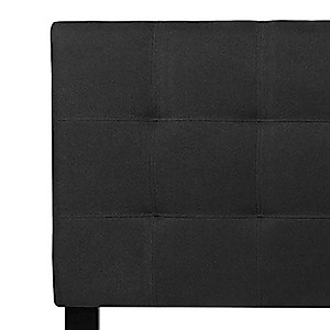 Flash Furniture Bedford Tufted Upholstered Headboard for Queen Size Bed, Contemporary Fabric Tufted Headboard with Adjustable Height, Black