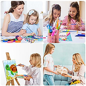 CarlonLin Framed 4 Pack Paint by Number for Kids, Paint by Numbers for Kids Ages 8-12, Paint by Numbers Kits Children Beginner, DIY Acrylic Oil Painting for Home Wall Decor (8x8inch)
