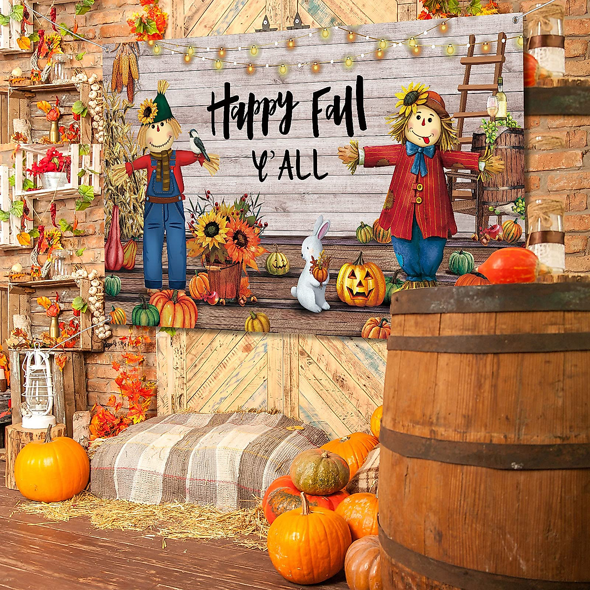 Fall Thanksgiving party Backdrop Extra Large Thanksgiving Decorations Outdoor Yard Banners Fall Thanksgiving Harvest Photography Backdrop Fall Party Supplies for Autumn Decorations, 72.8 x 43.3 Inch