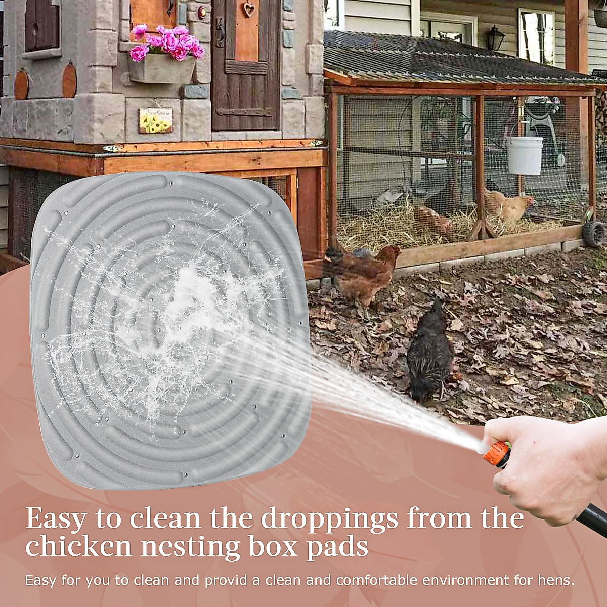 HUIJUTCHEN Nesting Box Pads for Chickens, Washable 4 Pack Chicken Nesting Box Pads for Laying Eggs, Sponge Nesting Pads for Chicken Coop, Chicken Bedding for Coop Nesting Box, Grey