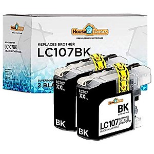 HouseofToners Compatible Ink Cartridge Replacements for Brother LC107BK (2 Black, 2-Pack)