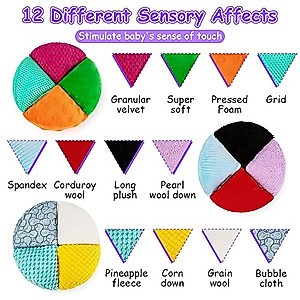 beetoy Baby Textured Ball, Baby Fabric Plush Stuffed Ball Toys,Developmental Bumpy Ball Toy- Montessori Soft Ball Toys with 12 Textured Fabric for Babies 6-12 Months