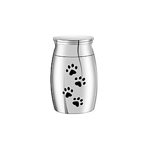 Stainless Steel Cremation Urns, Urns for Human and Pets Ashes, Decorative Urns, Adult Funeral Urns, Small Keepsake, Mini Urns, Paw Print Urn - Silver
