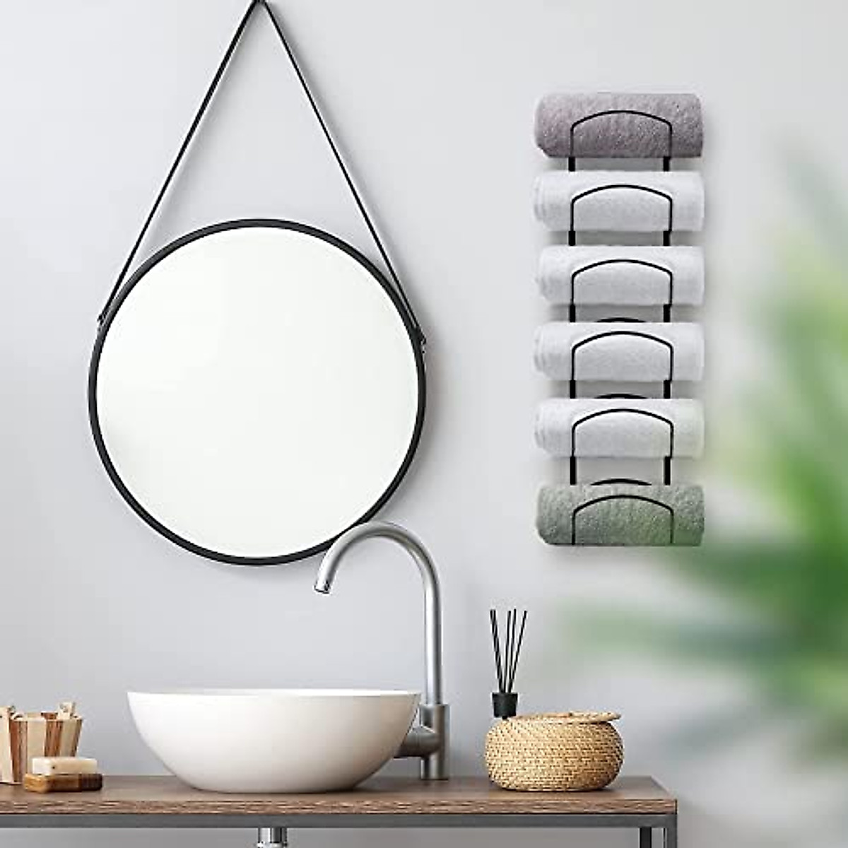 CANYAVE Towel Racks for Bathroom, Towel Rack Wall Mounted Bathroom Towel Holder, Towel Storage for Rolled Bath Shower Hand Towel, 3 Levels x 2pcs (Black)