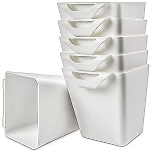 LeonBach 5 Pack White Hanging Cup Holders, Rolling Cart Accessories Hanging Pencil Holder Storage Containers Hanging Buckets Hanging Bins