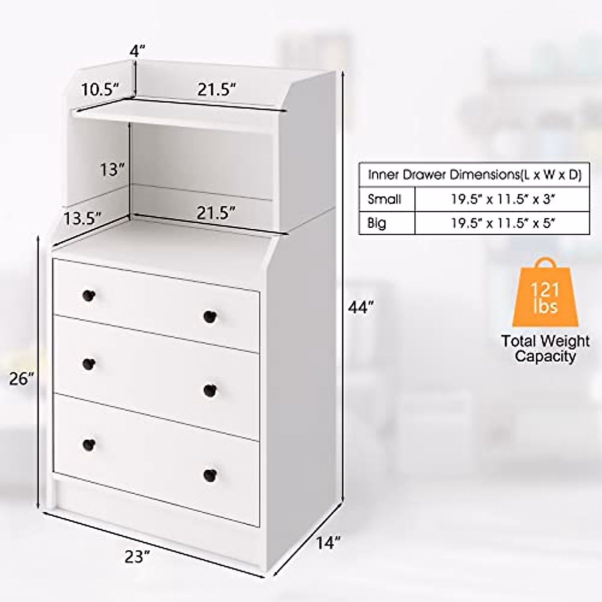 Giantex 3 Drawers Dresser for Bedroom - Modern Storage Dresser Chest of Drawers with 2 Shelves, 3 Pull-Out Drawers, Anti-toppling Device, Storage Organizer for Bedroom, Living Room, Entryway, White