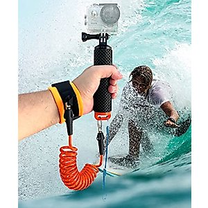 Floating Hand Grip Handle Mount and Steel-Cored Safety Wrist Strap GoPro Holder Mount Insta360 AKASO Underwater Camcorder Diving Surfing Snorkeling