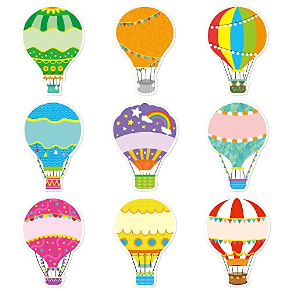 Colorful Hot Air Balloon Classroom Decorations - 45 Pcs Party Supplies