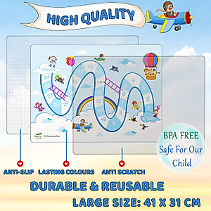 Toddler Placemats (12 to 48 Months) Set of 4 Placemats, Education Placemats for Kids, Non Slip Placemats for Dining Table, Easy to Clean Wipeable Reusable Plastic Placemats