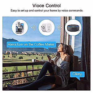 Smart Plug with Timer Function, MONGERY WiFi Outlet Compatible with Alexa, Google Home, No Hub Required, App Controlled, FCC CE Certified 4 Pack, White