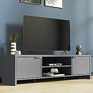 Madesa TV Stand with Cabinet Storage and Open Shelves for 55, 65 Inch Media Storage Gaming Media Console Living Room Entertainment Center Modern Wooden Television Cabinet - Grey