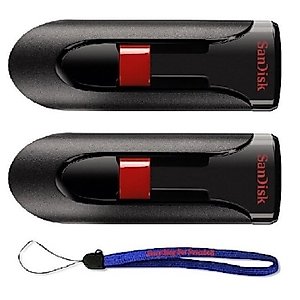 SanDisk Cruzer Glide 32GB (2 Pack) USB 2.0 Flash Drive Jump Drive Pen Drive SDCZ60-008G - w/ (1) Everything But Stromboli (tm) Lanyard