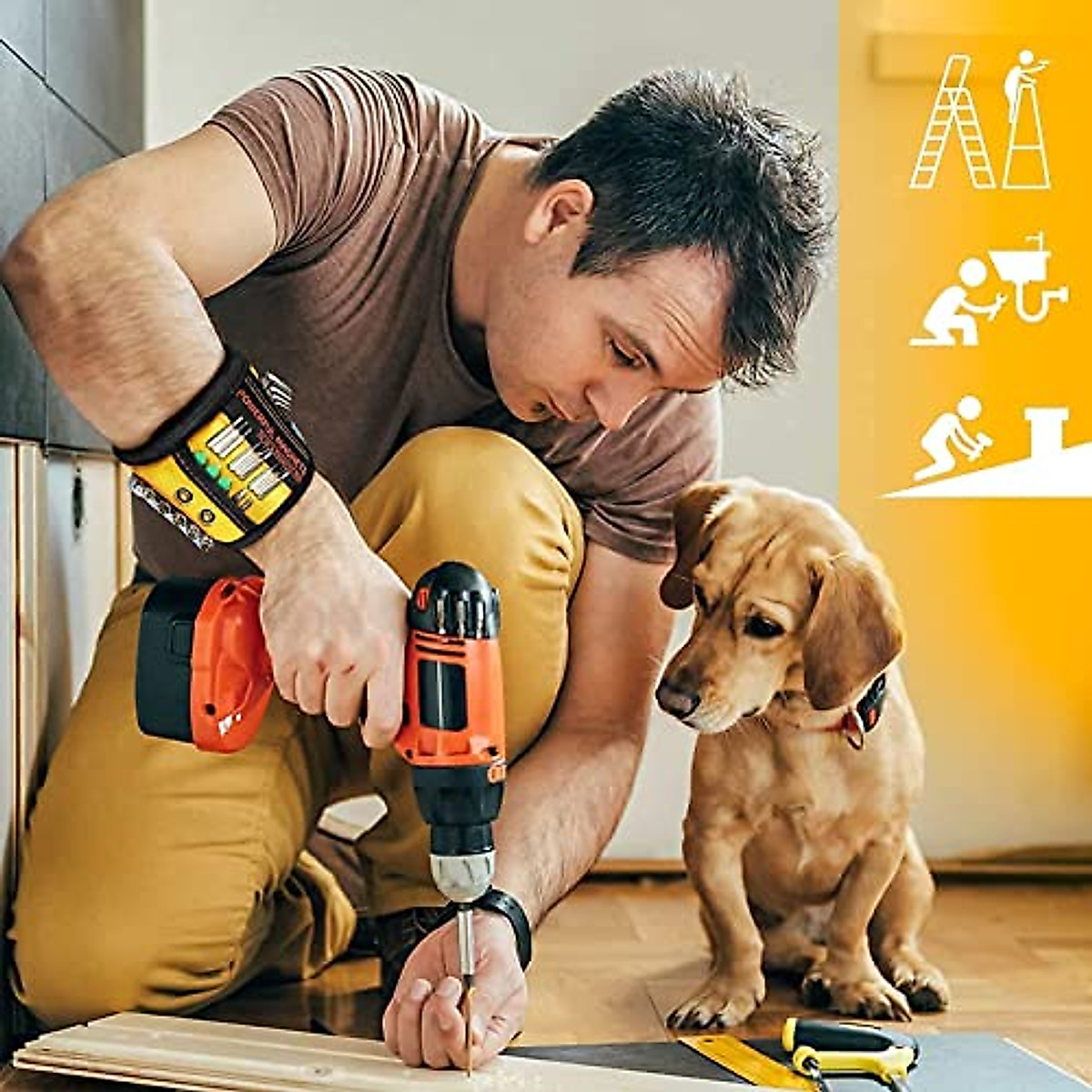 HANPURE Select Two to Save Tool Gifts for Men Stocking Stuffers - Magnetic Wristband for Holding Screws, Wrist Magnet, Gifts for Dad Father Husband Him and Universal Socket Tools Gifts for Men Dad