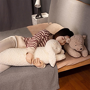 Hofun4U Rabbit Plush Pillow, Rabbit Stuffed Animal, Rabbit Plush Long Body Pillow Gift for Kids Adults (White,47 inch)